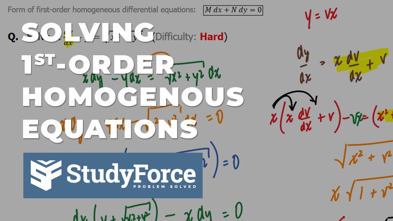 Solving First order Homogeneous Differential Equations YouTube Solving First order Homogeneous Differential Equations YouTube