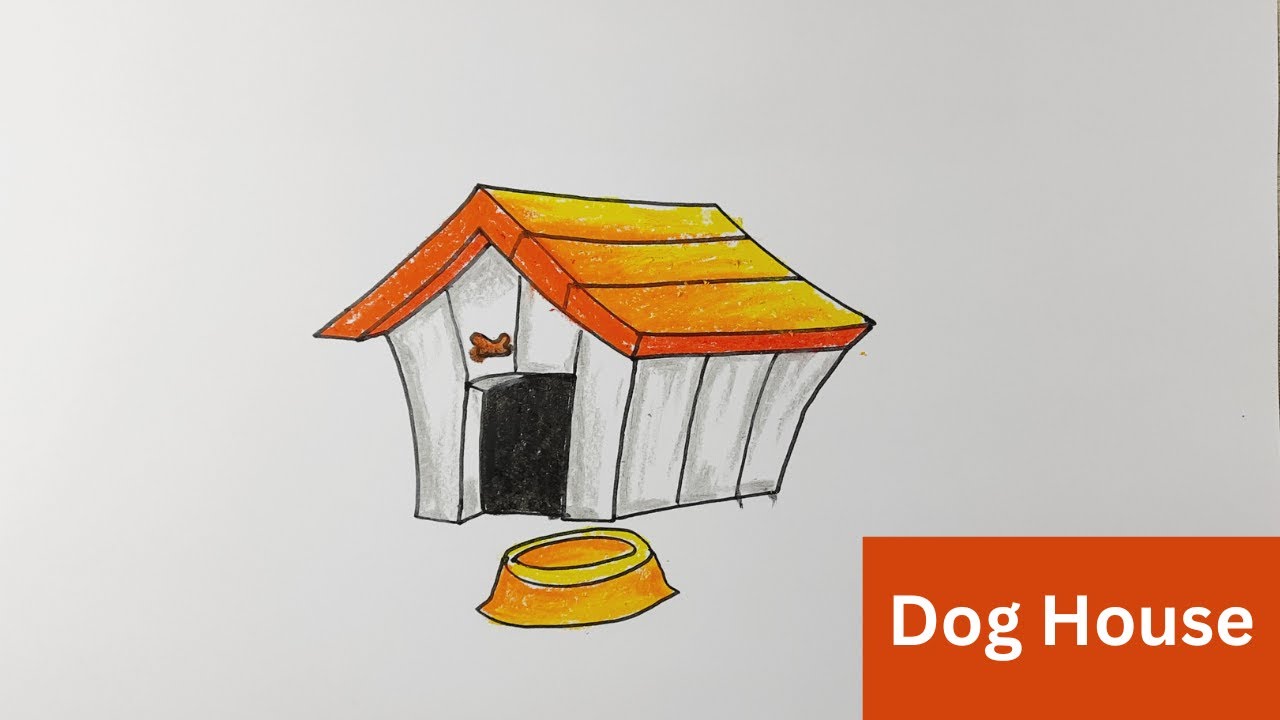 Dog house drawing tutorial for kids/ How to draw Dog House? Easy ...
