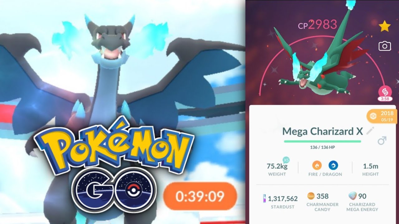 SHINY MEGA CHARIZARD X IN POKEMON GO • POKEMON GO MEGA POKEMON - YouTube