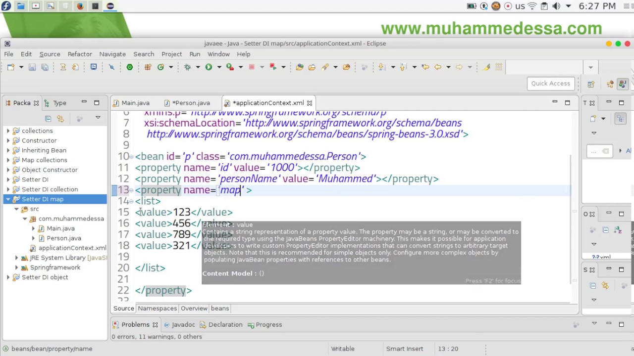 16 Spring Framework setter getter Dependent Map - YouTube