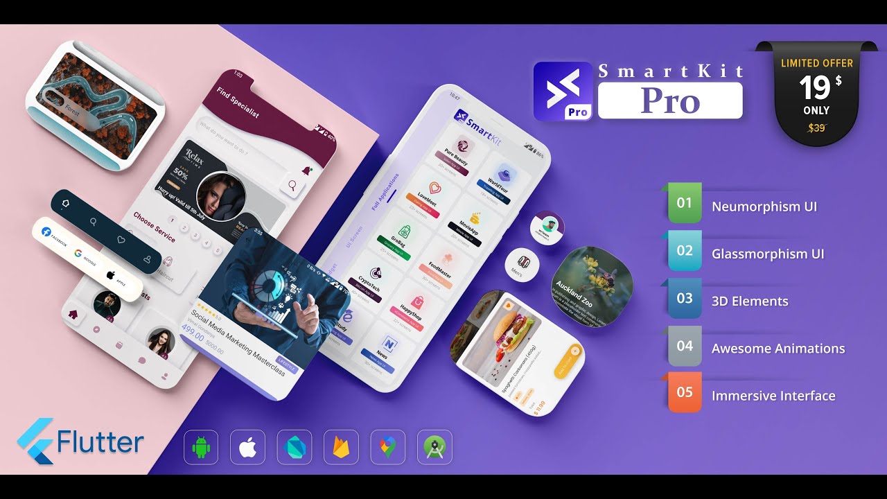 Smartkit Pro – Biggest Flutter UI kit | Glassmorphism | Neumorphism ...