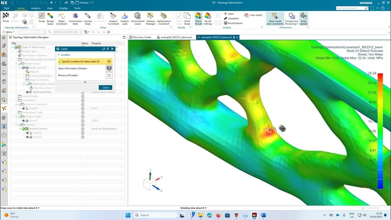How to use NX2312 topology optimization, simple beam example. - YouTube