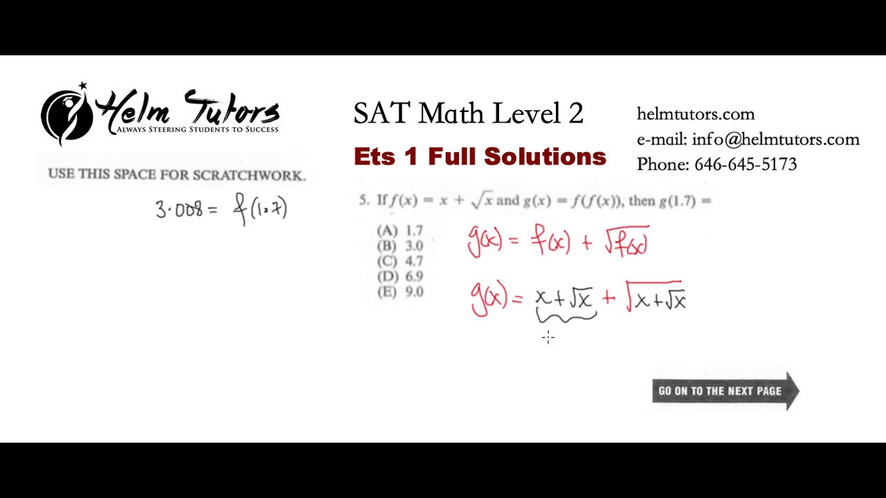 SAT Math Level 2 (Real Test 1) - Problem 5 - YouTube