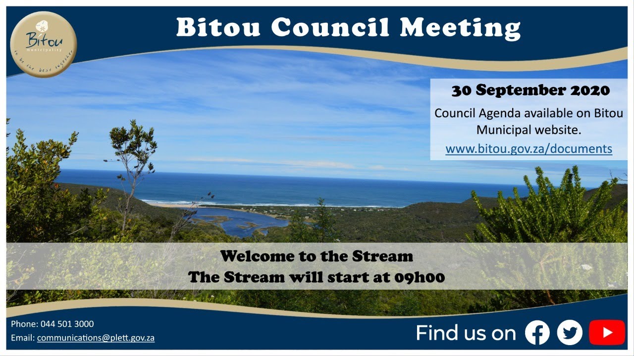 Council Meeting 30 Sep 2020 | Bitou Local Municipality - YouTube