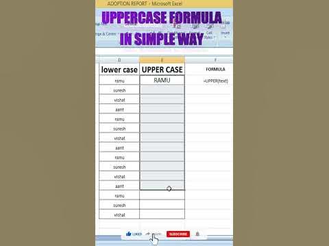 UPPERCASE Formula in Excel | Excel Shorts | Excel Tutorial | Excel Tips | Excel Learning ...