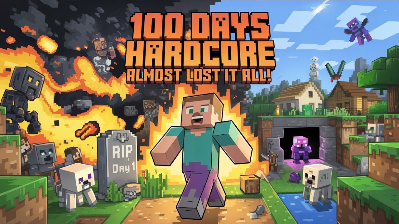 100 Days Hardcore Minecraft – I Almost Lost EVERYTHING on Day 1! 😱🔥# ...