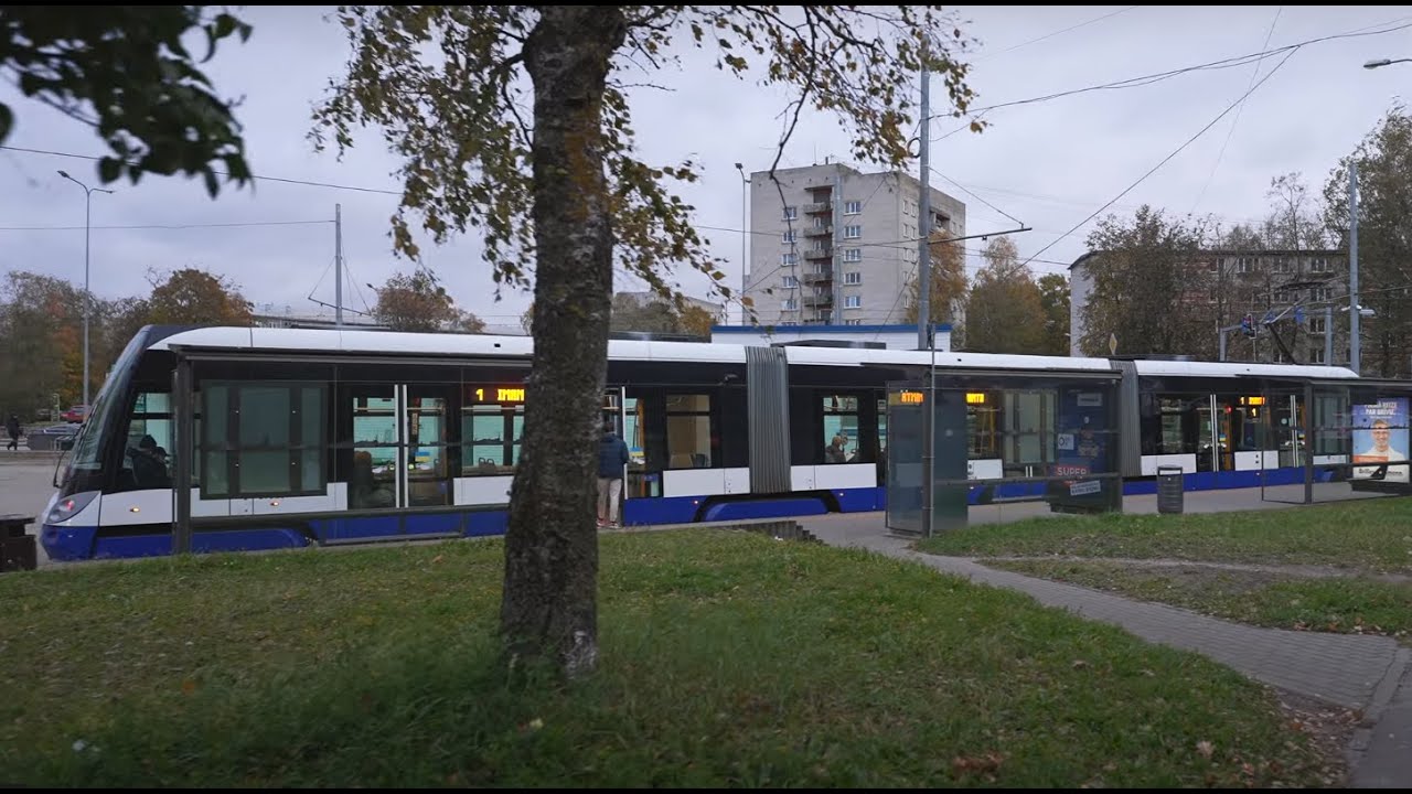 Latvia, Riga, tram 1 ride from Jugla to Gustava Zemgala gatve - YouTube