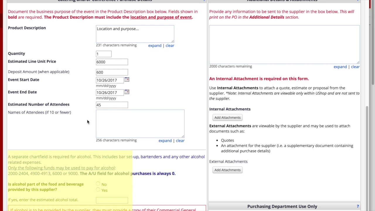 Requisitioner Training 5 - Catering or Conference form - YouTube