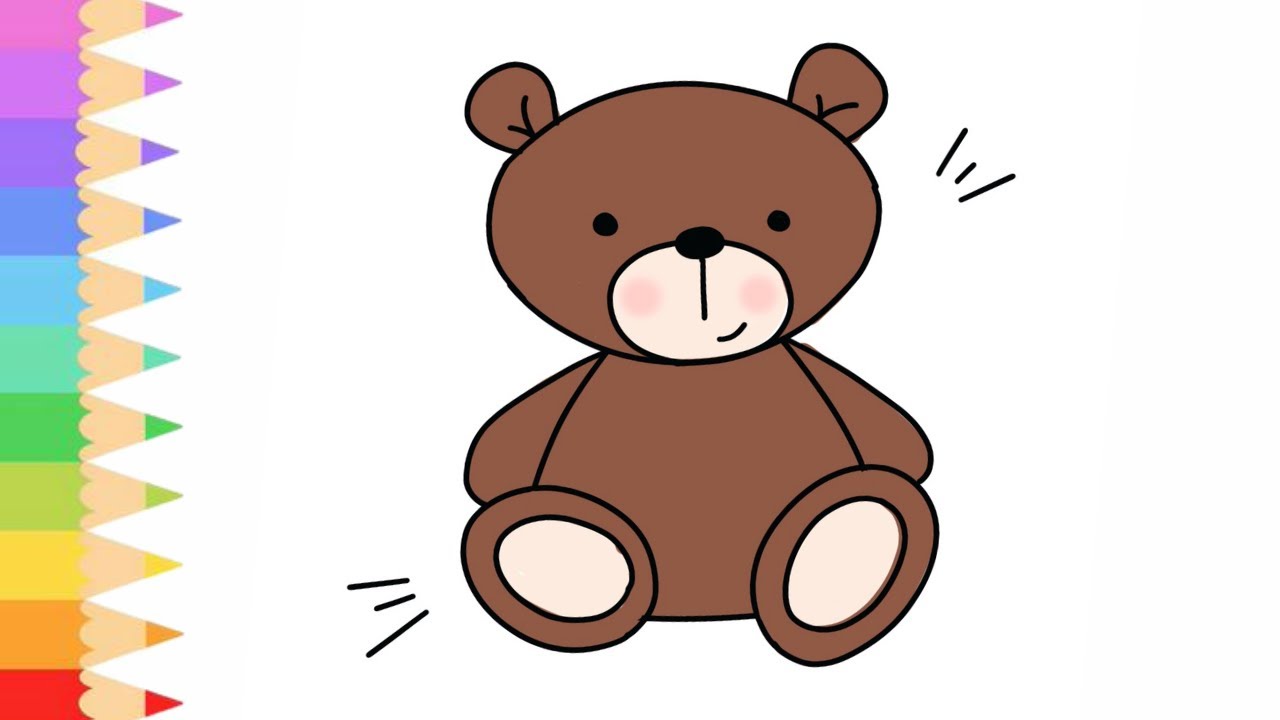 How to Draw and Color a Cute teddy bear for Kids Step by Step tutorial ...