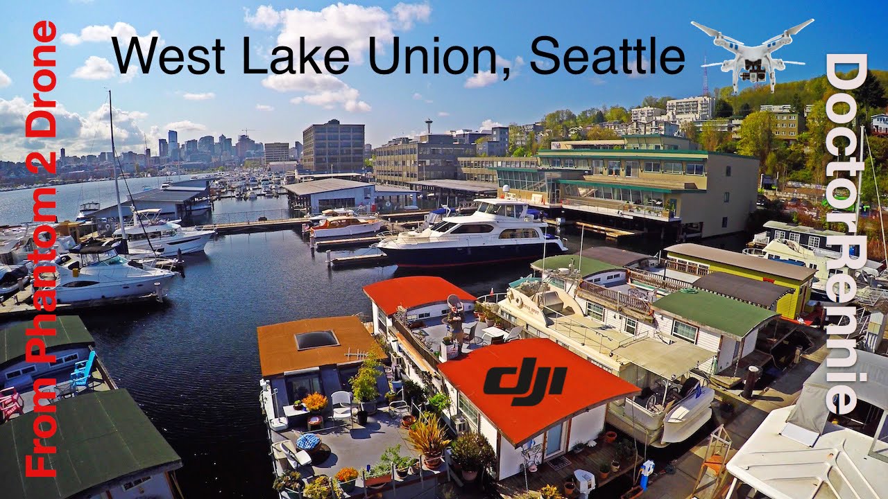 West Lake Union, Seattle & Gas Works Park from DJI Phantom 2 Drone ...