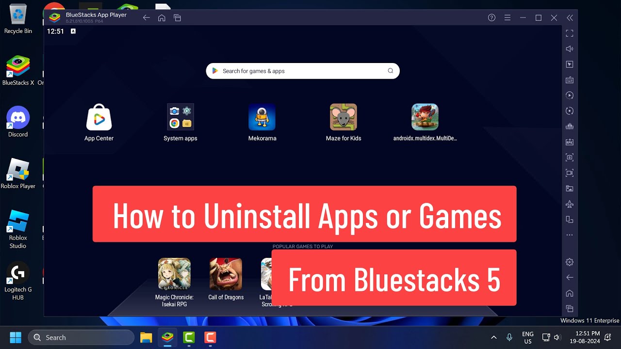 How to Uninstall Apps or Games From Bluestacks 5 - YouTube
