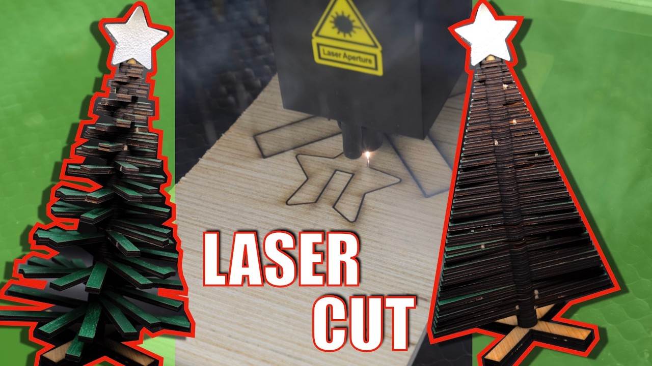 LASER CUT WOOD STACKED 3D TREE | Custom Engraved Holiday Decor - YouTube