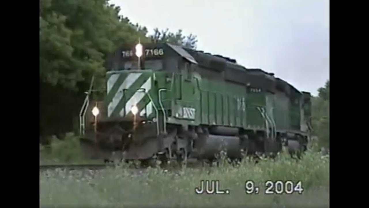 Two BNSF SD40-2's lead a train off the Porter Branch + ex Conrail SD60 ...