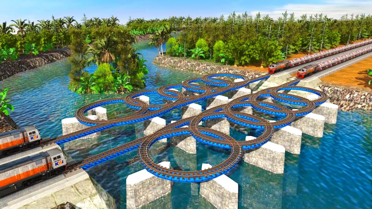 Crazy Dangerous Ten Turn Railway Bridge🚦Extreme Twisty Twin Rails ...