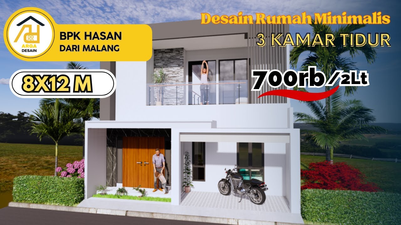 Desain Bangunan Rumah MINIMALIS 8X12 M [2 LANTAI] dari BPK HASAN, Jasa ...