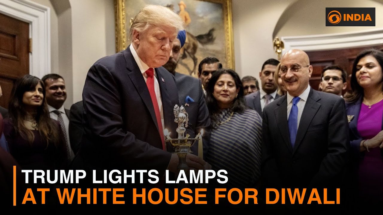 Trump lights lamps at White House for Diwali | DD India - YouTube