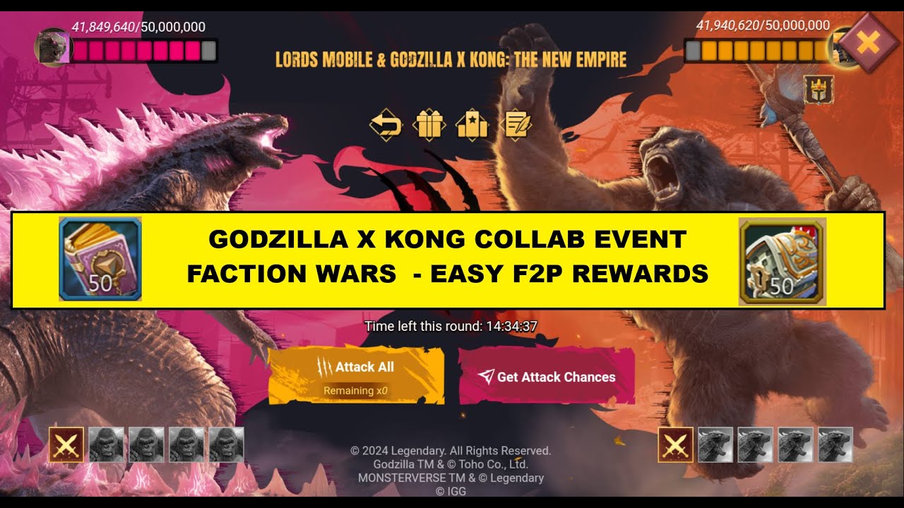 Lords Mobile - GODZILLA COLLAB - FACTION WAR - Easy F2P rewards low ...