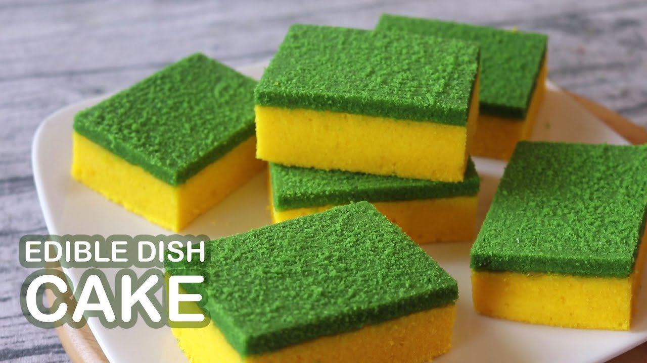 เค้กฟองน้ำล้างจาน EDIBLE DISH SPONGE CAKE RECIPE l ครัวป้ามารายห์ - YouTube
