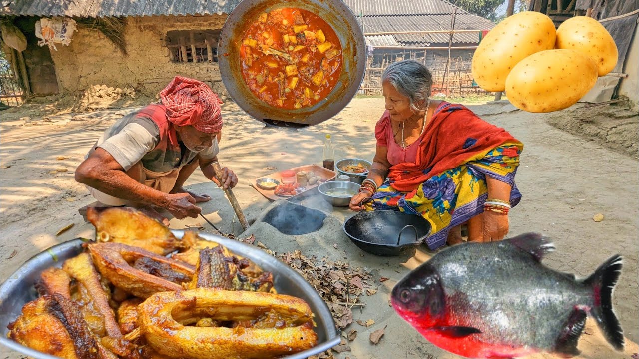 Village Cooking video || Grandpa And Grandma cooking And Eating Fish ...