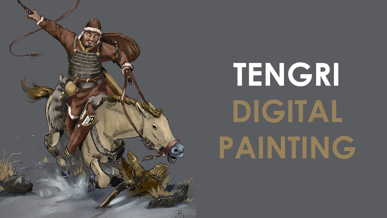 Tengri horseman / character design in Krita - YouTube