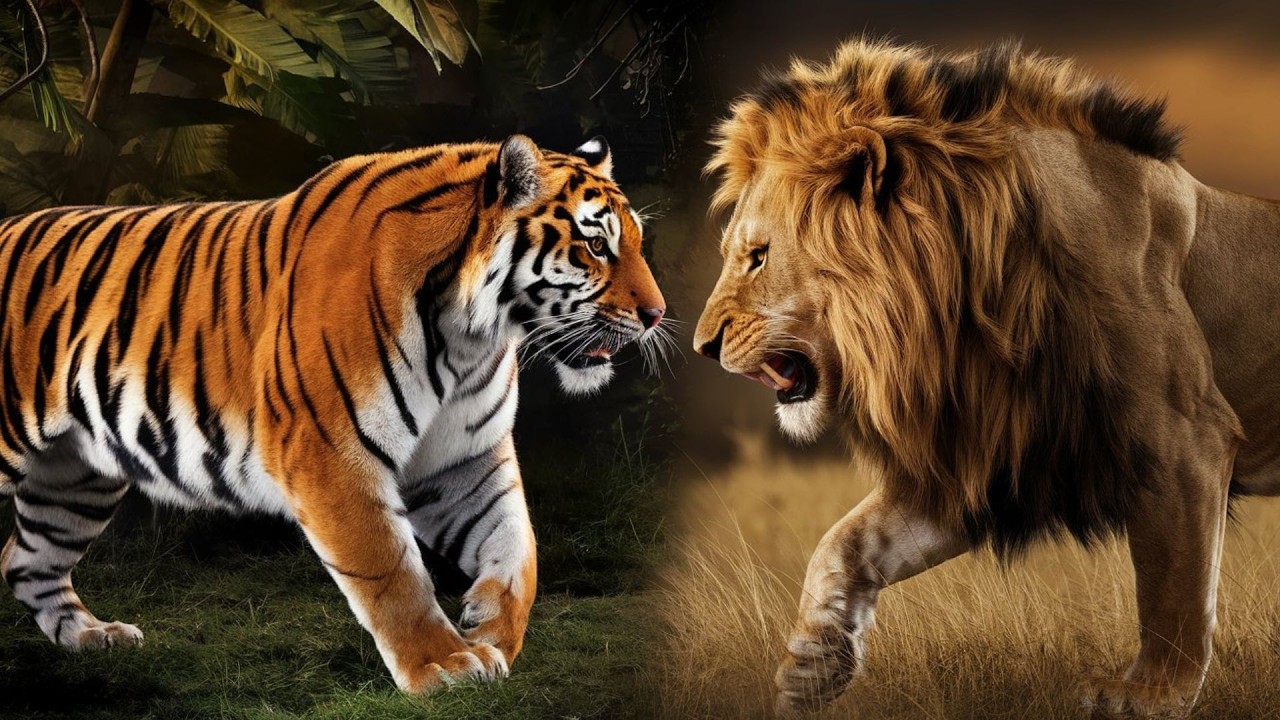 Royal Bengal Tiger vs African Lion: Who is More Stronger - YouTube