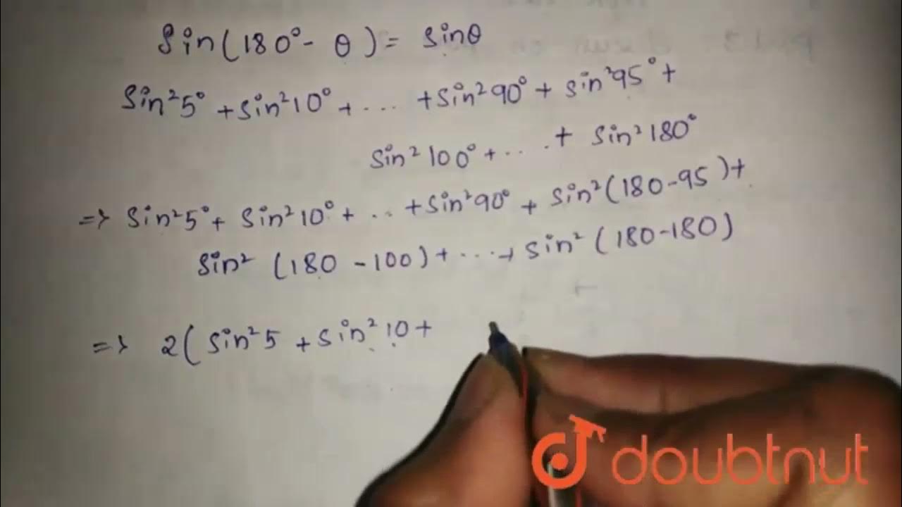 `sin^(2) 5^(@)+sin^(2) 10^(@) +sin^(2)15^(@)+...+sin^(2) 180 ...