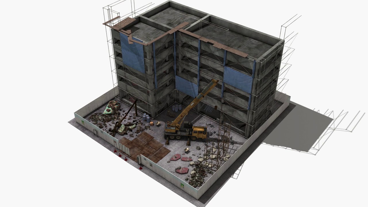Construction Site 3D Model Scene by Tomoplace - YouTube