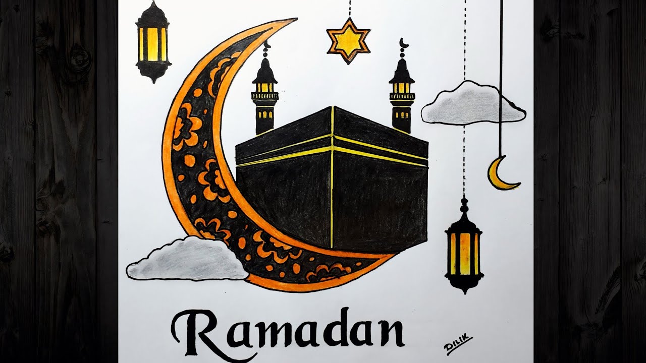 RAMADAN KAREEM Easy Drawing. Step-by-step / RAMAZON Oyi Mavzusida Rasm ...