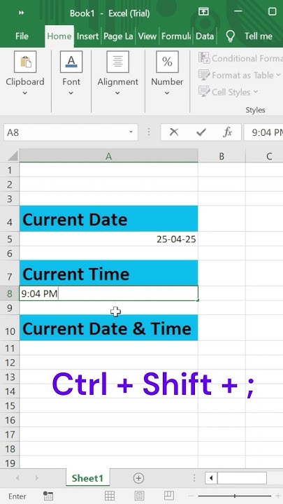 Current Date and Time in Excel #shorts #exceltips - YouTube