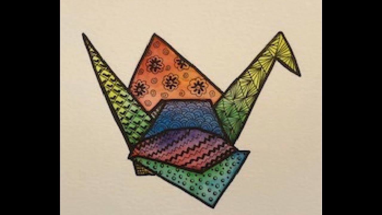 CATS Can...Create: A Watercolor and Zentangle Crane - YouTube
