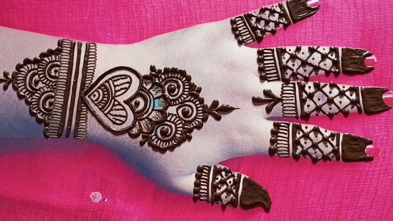 Very beautiful mehndi design & New heart shape mehndi design back hand ...