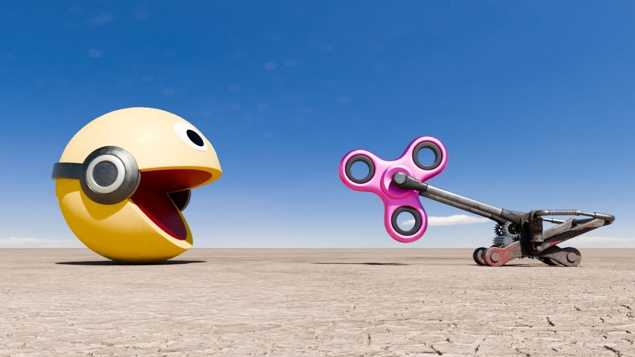 Pac Man Vs Fidget Spinner - Extreme Spinning Challenge - YouTube