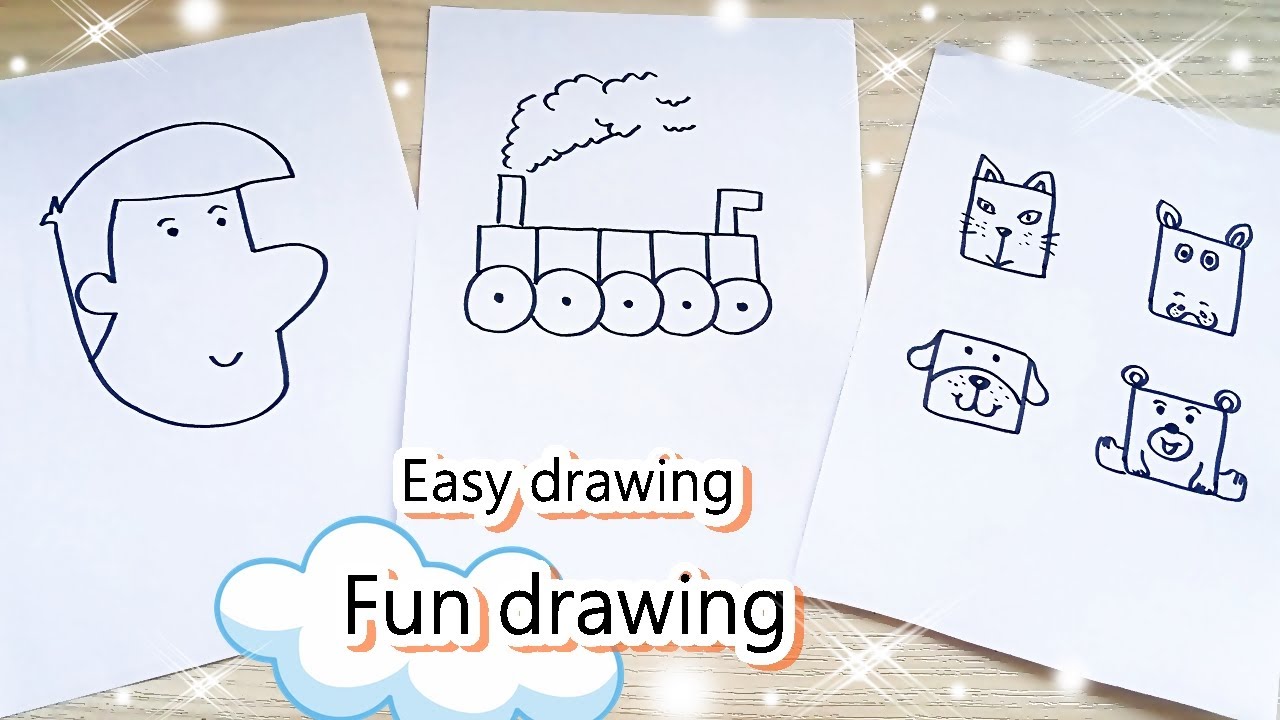 Easy idea drawing. Fun drawing for beginner. draw animals from square ...