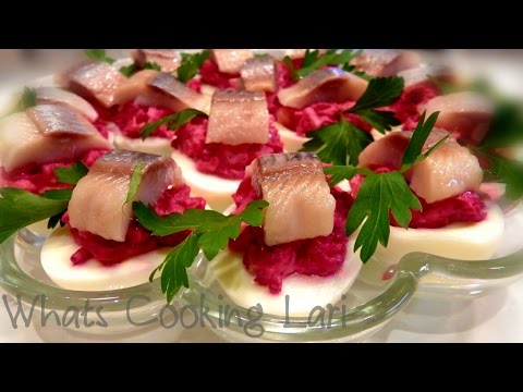 Fur Coat Herring Appetizer - Cалат Ленивая Шуба - Фаршированные яйца с ...