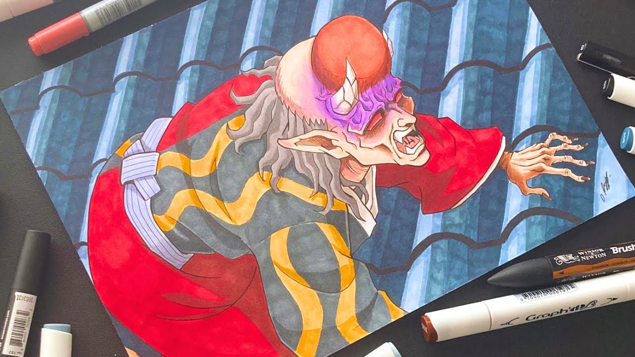 Drawing HANTENGU Upper Moon 4 from DEMON SLAYER | Kimetsu no Yaiba ...