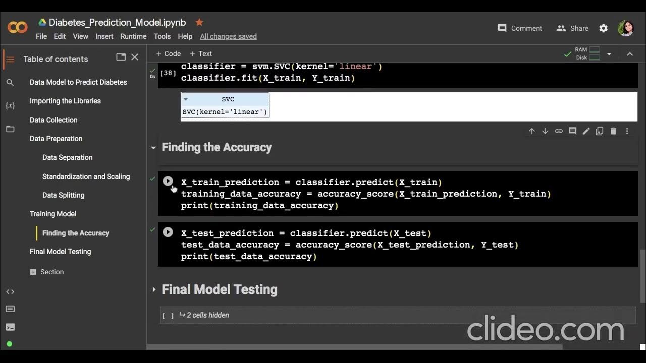 Diabetes Prediction Machine Learning Model on Google Colab | Linear ...