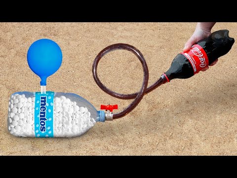 Experiment: Coca-Cola and Mentos vs Giant Bottle with Balloons