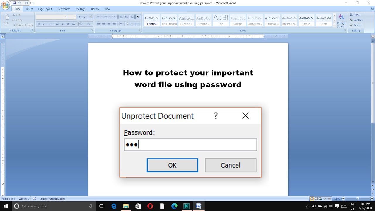 How to Protect Important Word File Using Password - YouTube
