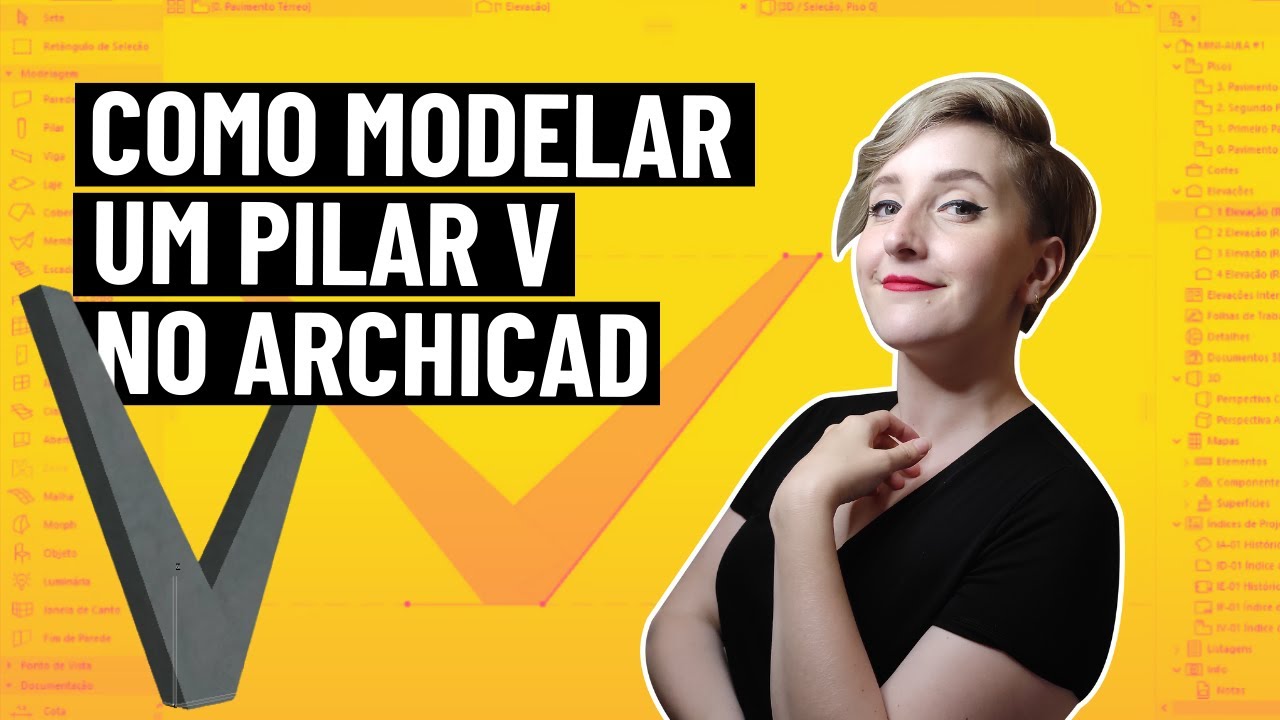 Como modelar um pilar V no Archicad | Bella do BIM - YouTube