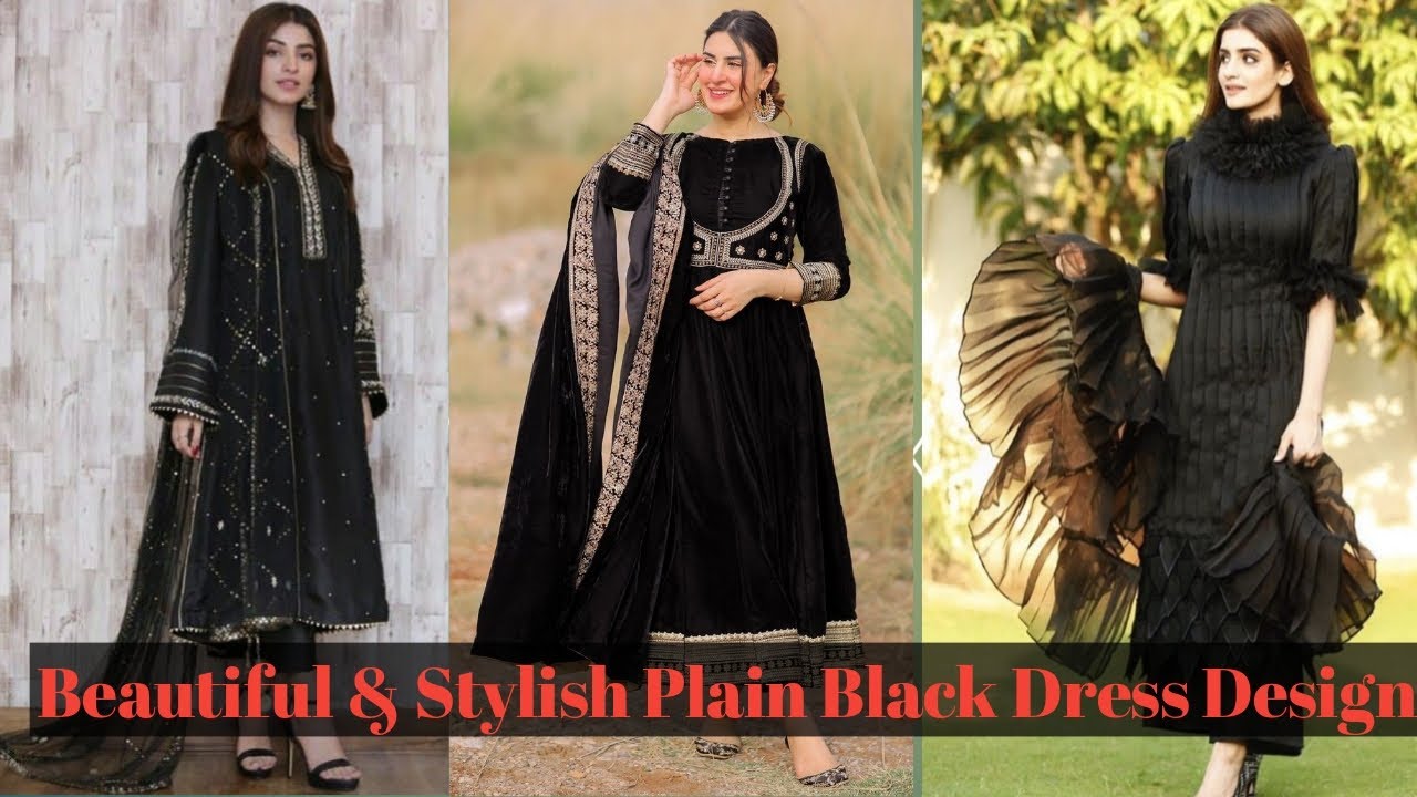 Beautiful & Stylish plain black dress design||Dress collection||Black ...
