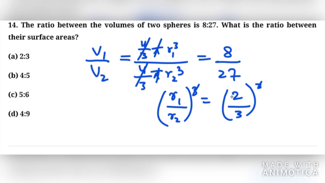The Ratio Between The Volumes Of Two Spheres Is 8 Ratio 27 What Is The Ratio Between Their the-ratio-between-the-volumes-of-two-spheres-is-8-ratio-27-what-is-the-ratio-between-their