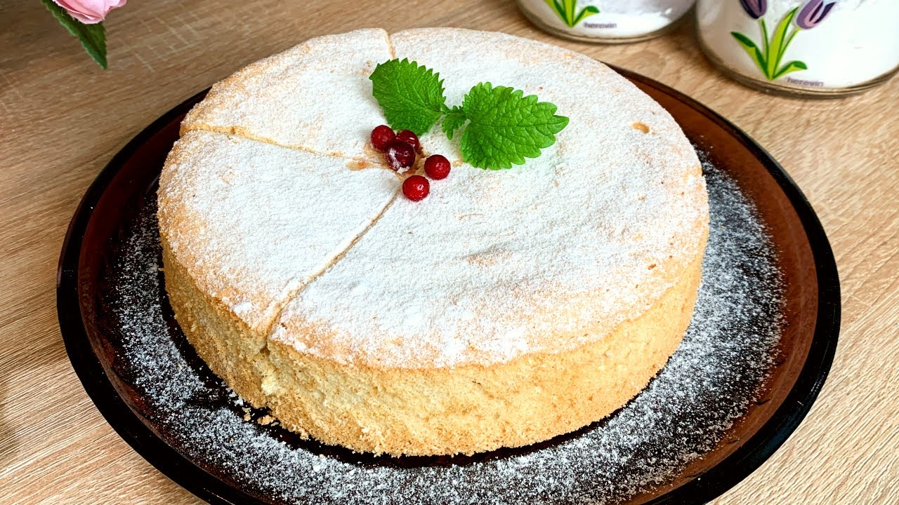 Sponge cake on egg whites. Cake recipe for tea - YouTube