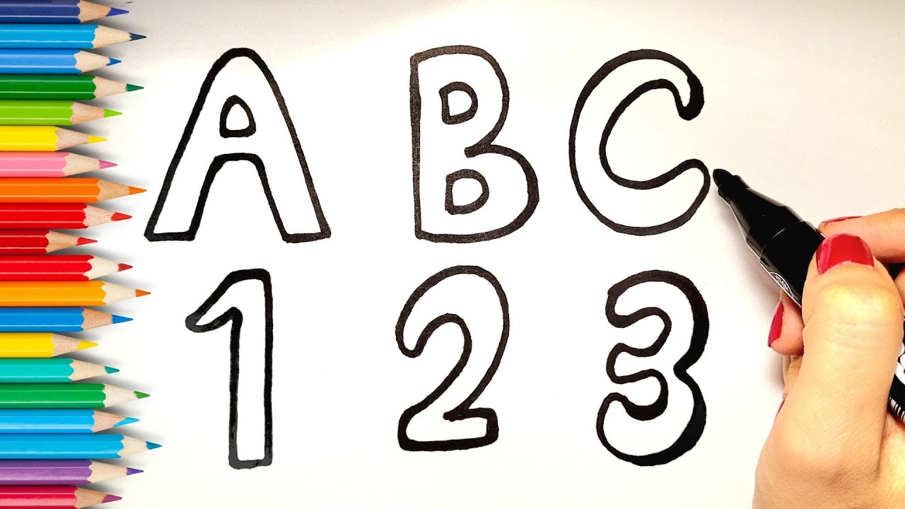 How to Draw ABC letters for kids| 123-ABC Drawing and learn colors ...