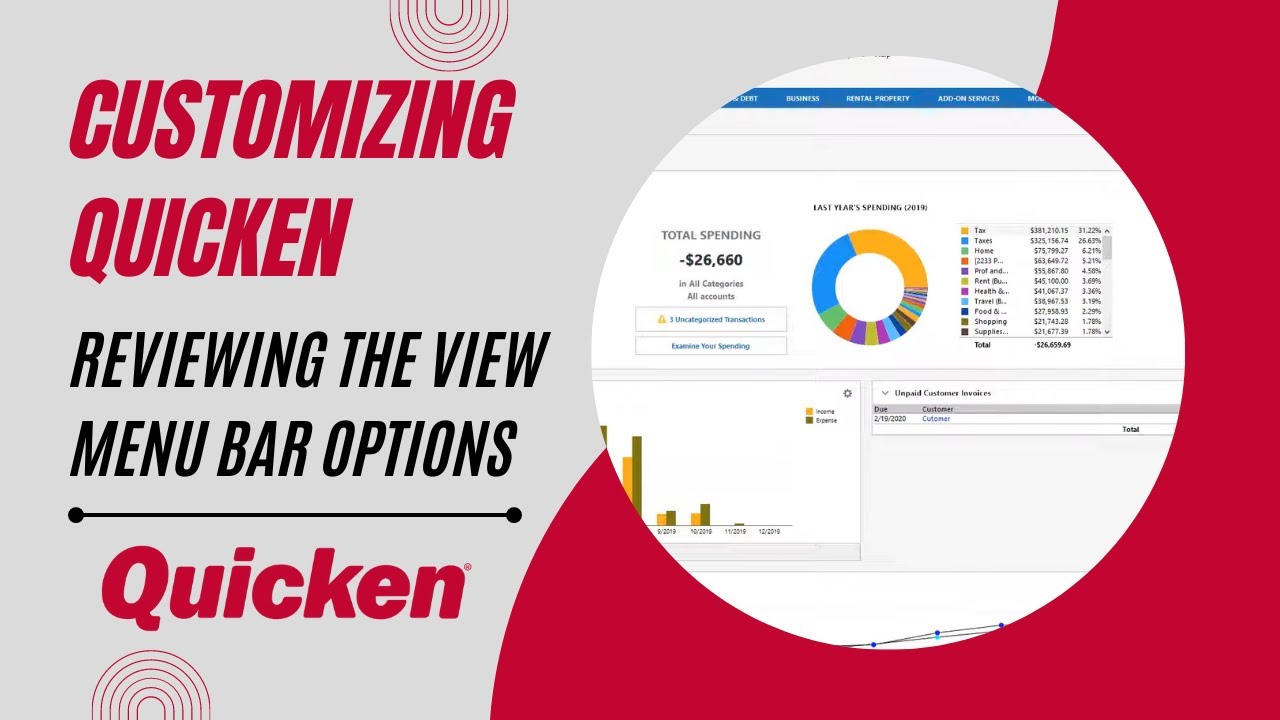 Customizing Quicken - Reviewing the View Menu bar options. - YouTube