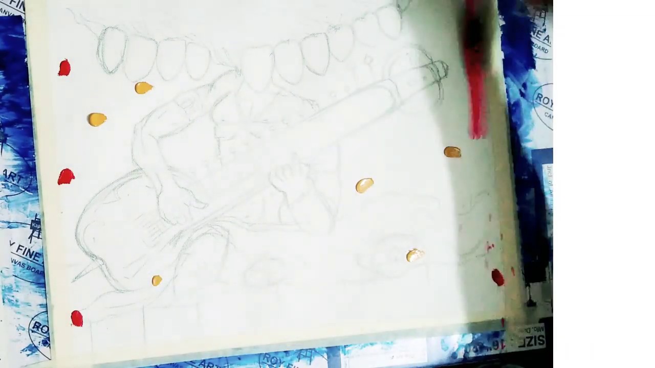 Abstract painting//Ravana playing veena painting tutorial - YouTube