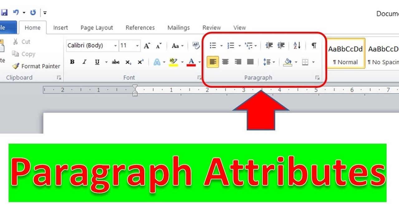 Paragraph Attributes MS Word 2010 alignments, indenting, spacing ...