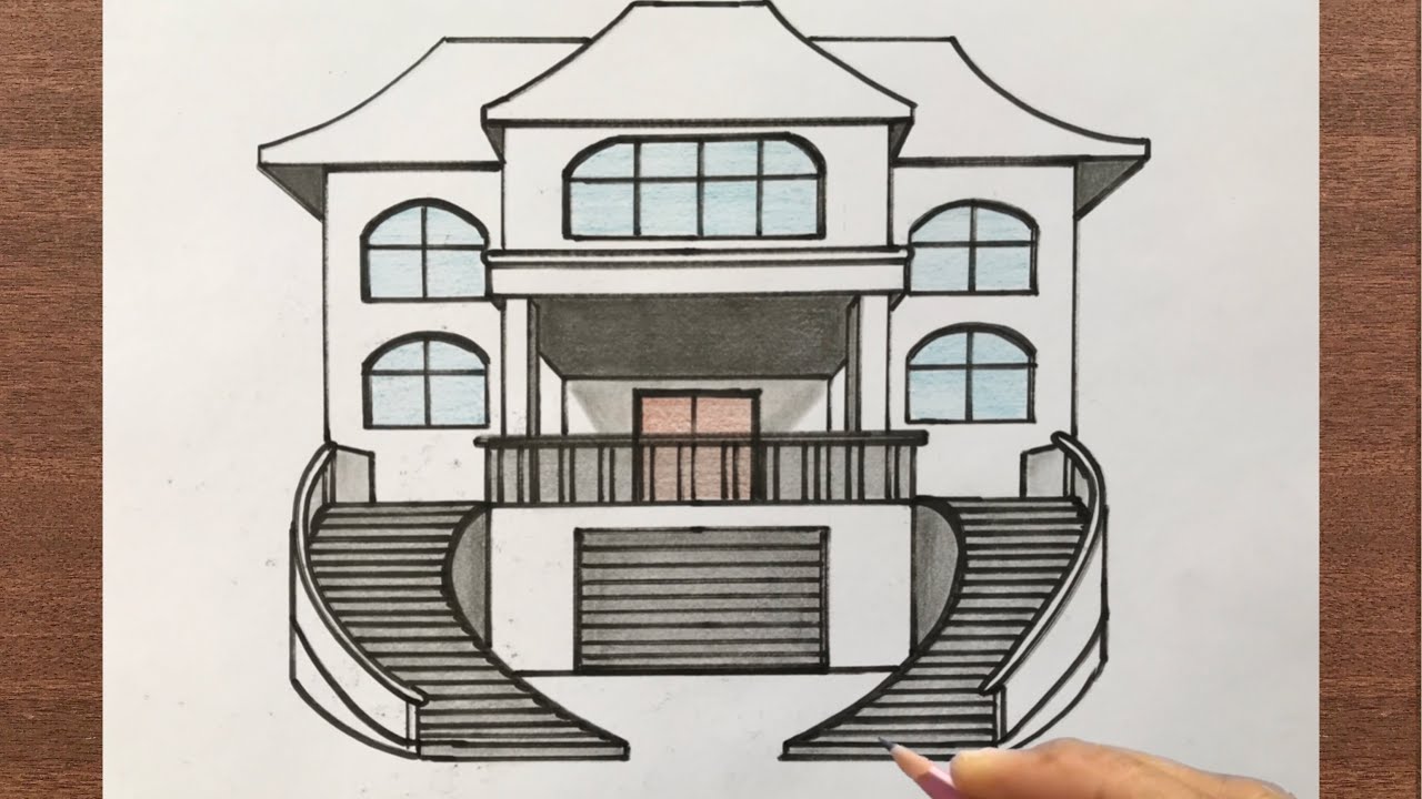 How to Draw a House in 1 Point Perspective - YouTube