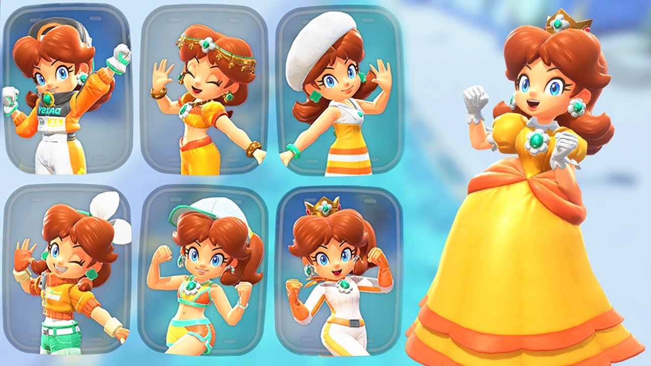 Mario Kart World - All Daisy Outfits [4K] - YouTube