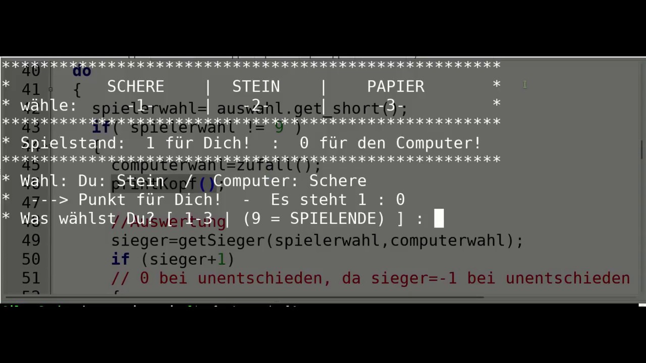 Schere-Stein-Papier Konsolenspiel - YouTube
