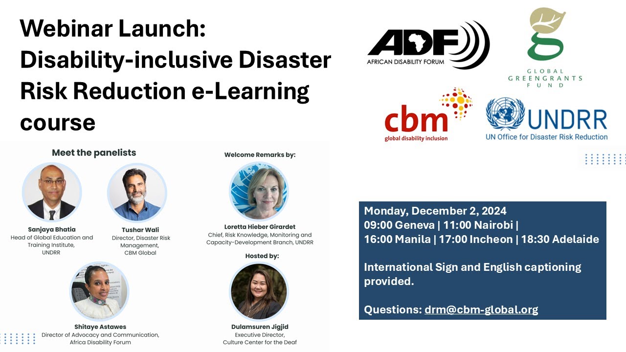 Webinar Launch: Disability-inclusive Disaster Risk Reduction e-Learning course - YouTube